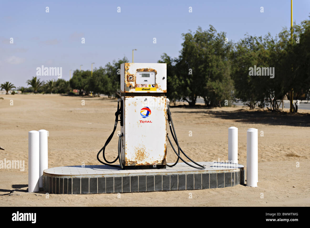 Rusty Total diesel fuel pump station, Namibia, Africa Stock Photo - Alamy