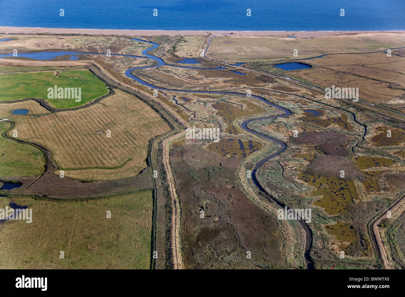 An aerial view of Cley Marshes North Norfolk UK October Stock Photo - Alamy