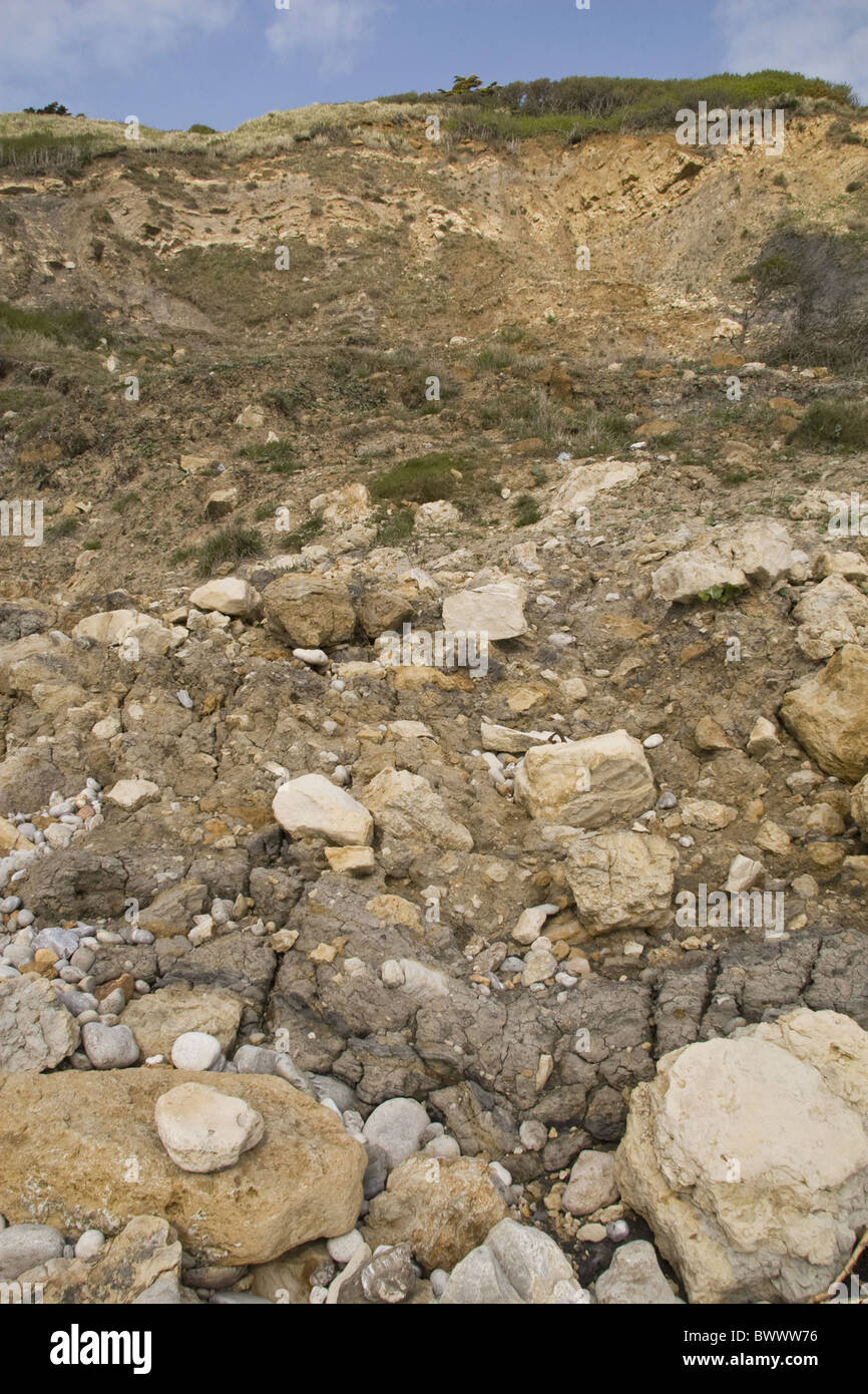 Coastal erosion, exposed undulating rock strata, Kimmeridge Clay at ...