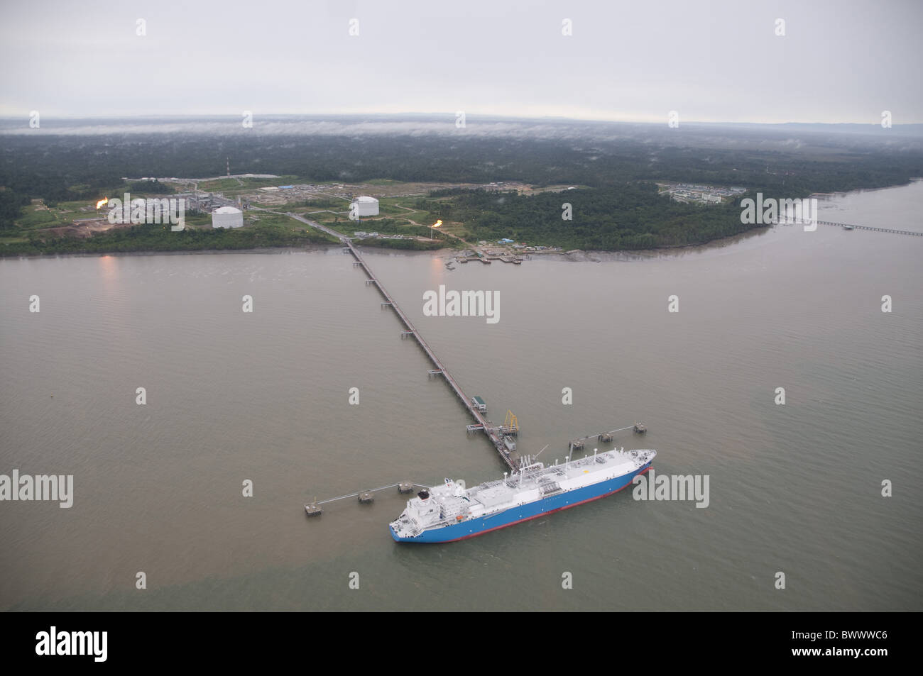 'Tangguh Foka' LNG tanker loading from Tangguh LNG (Liquified Natural ...