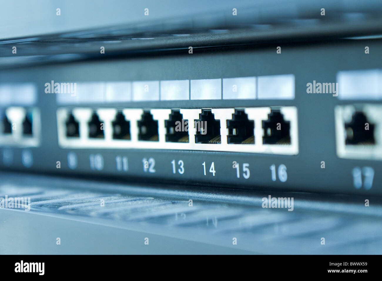 network hub without patch cables Stock Photo - Alamy