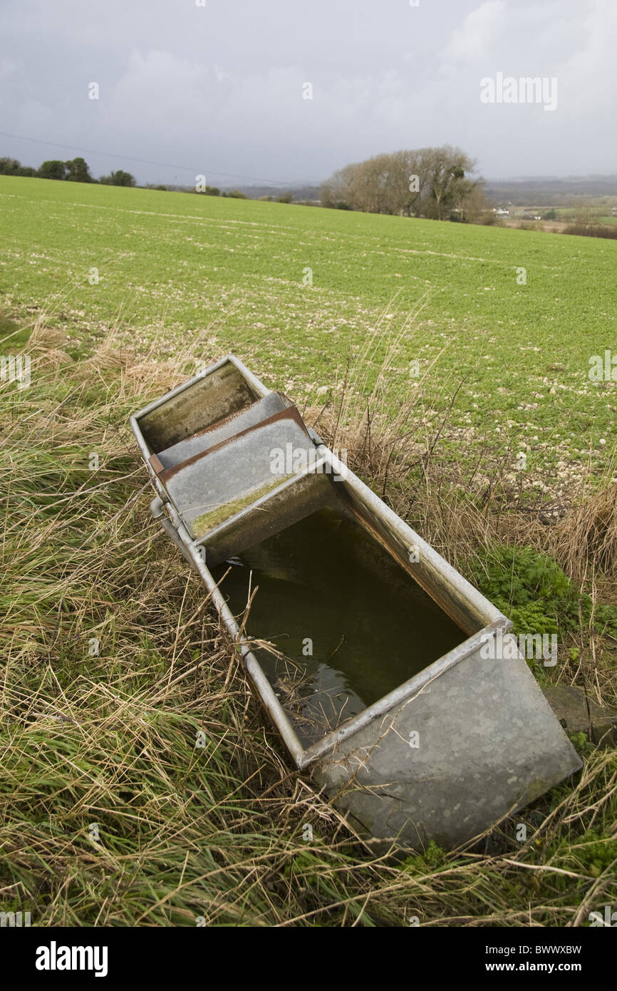 Disused cattle trough edge field Dorset England Stock Photo - Alamy
