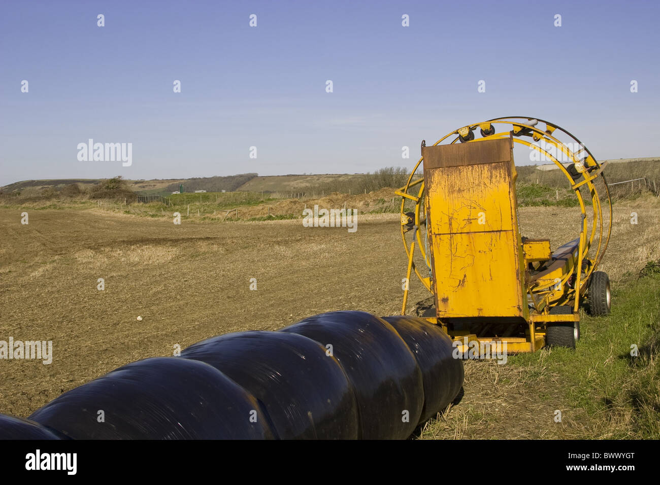 Round Bale Bales Baler Machine March Farm Farms Farmer Field Fileds ...