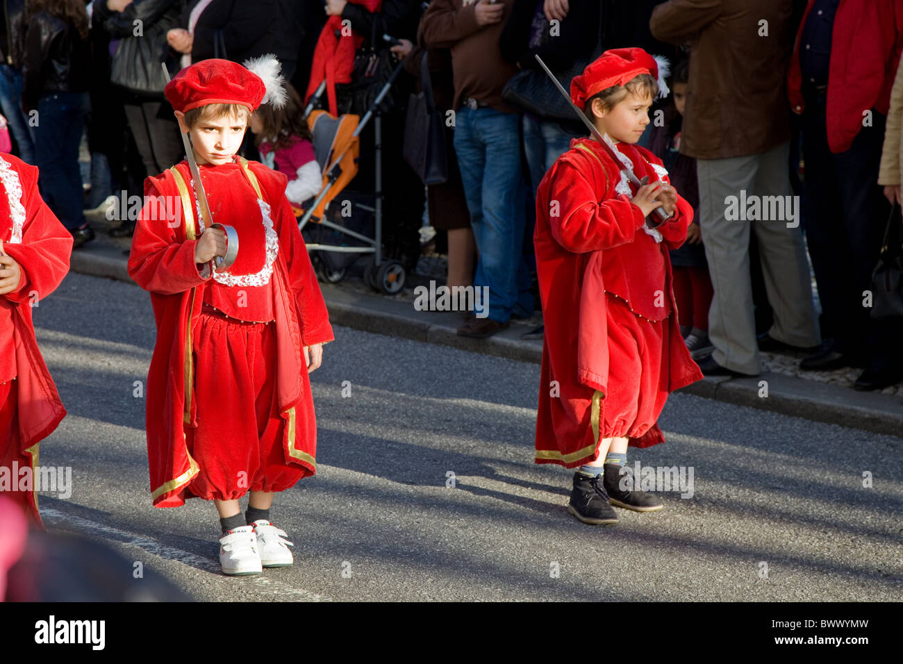 Catholics walk in a procession of the Easter Holy Week, Guimaraes ...