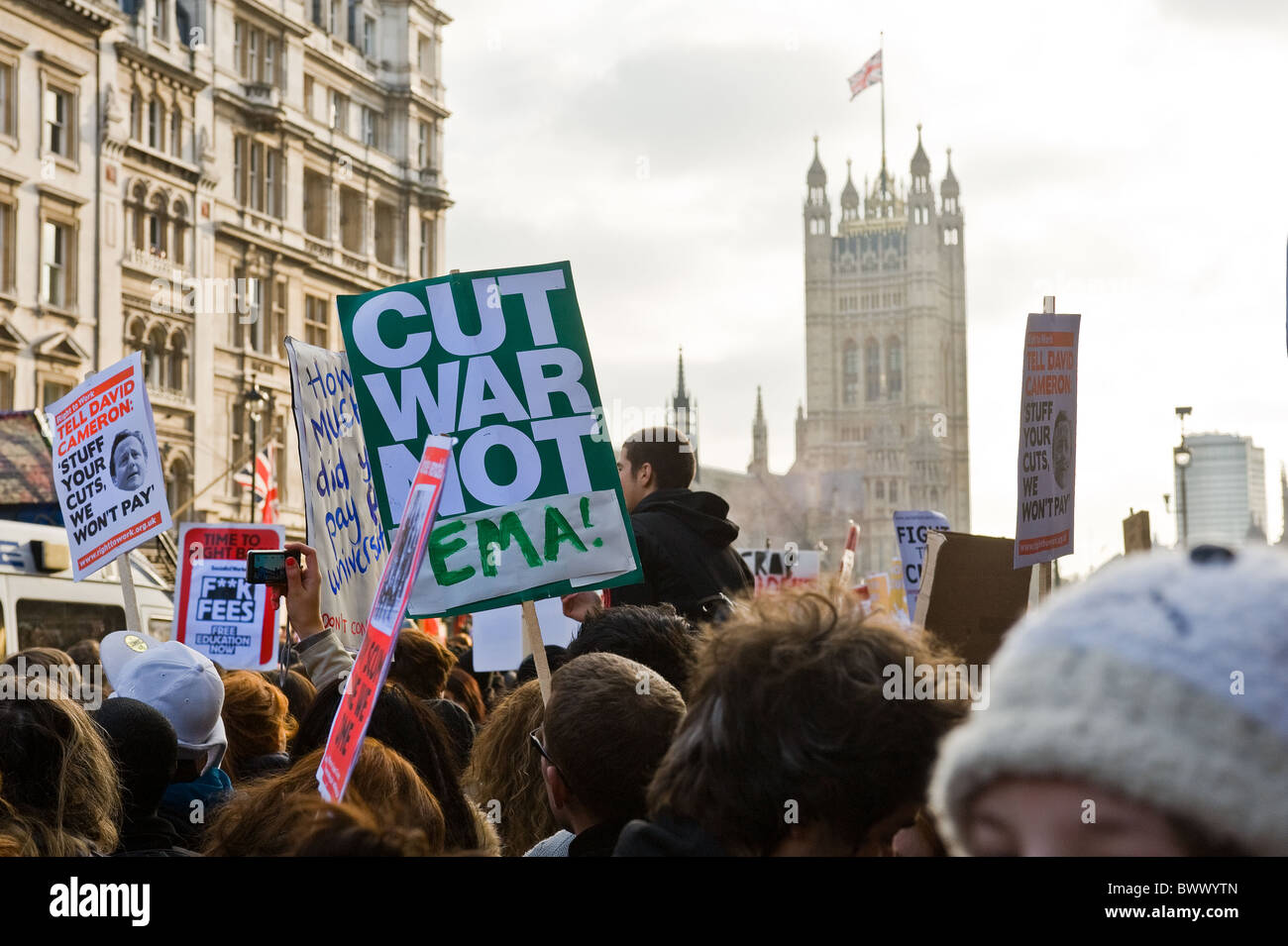 Students demonstrating in London. Photo by Gordon Scammell Stock Photo ...