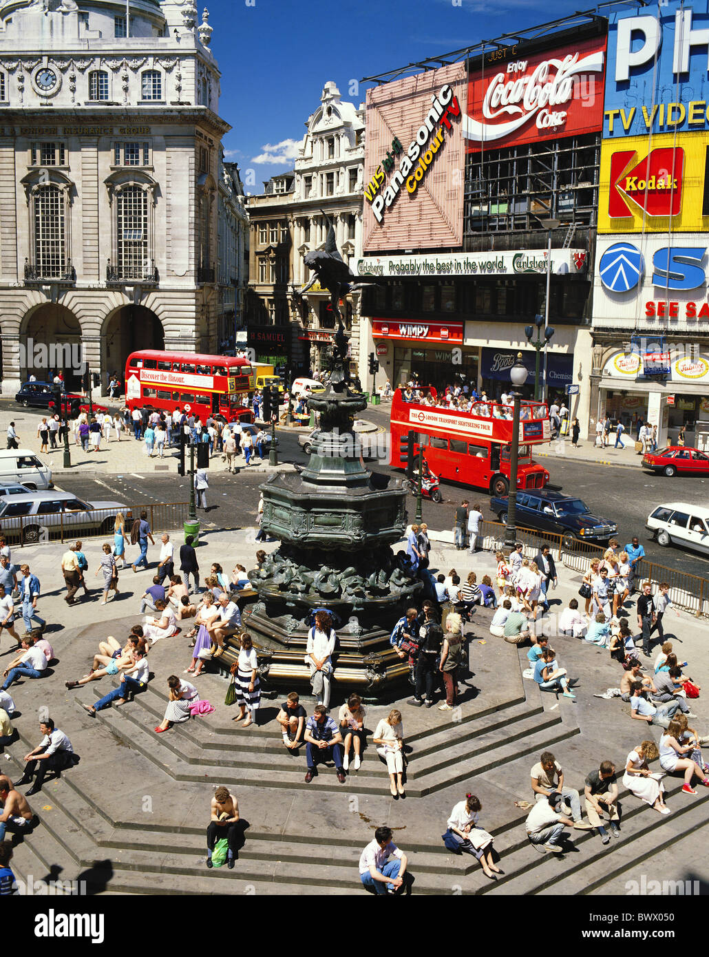 England Great Britain Europe Cupid Statue Great Britain neon lights ...