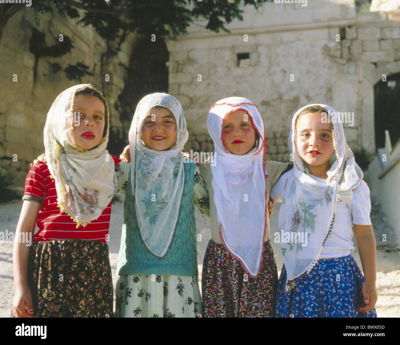 group Cappadocia girl Muslims portrait veil Turkey Stock Photo - Alamy