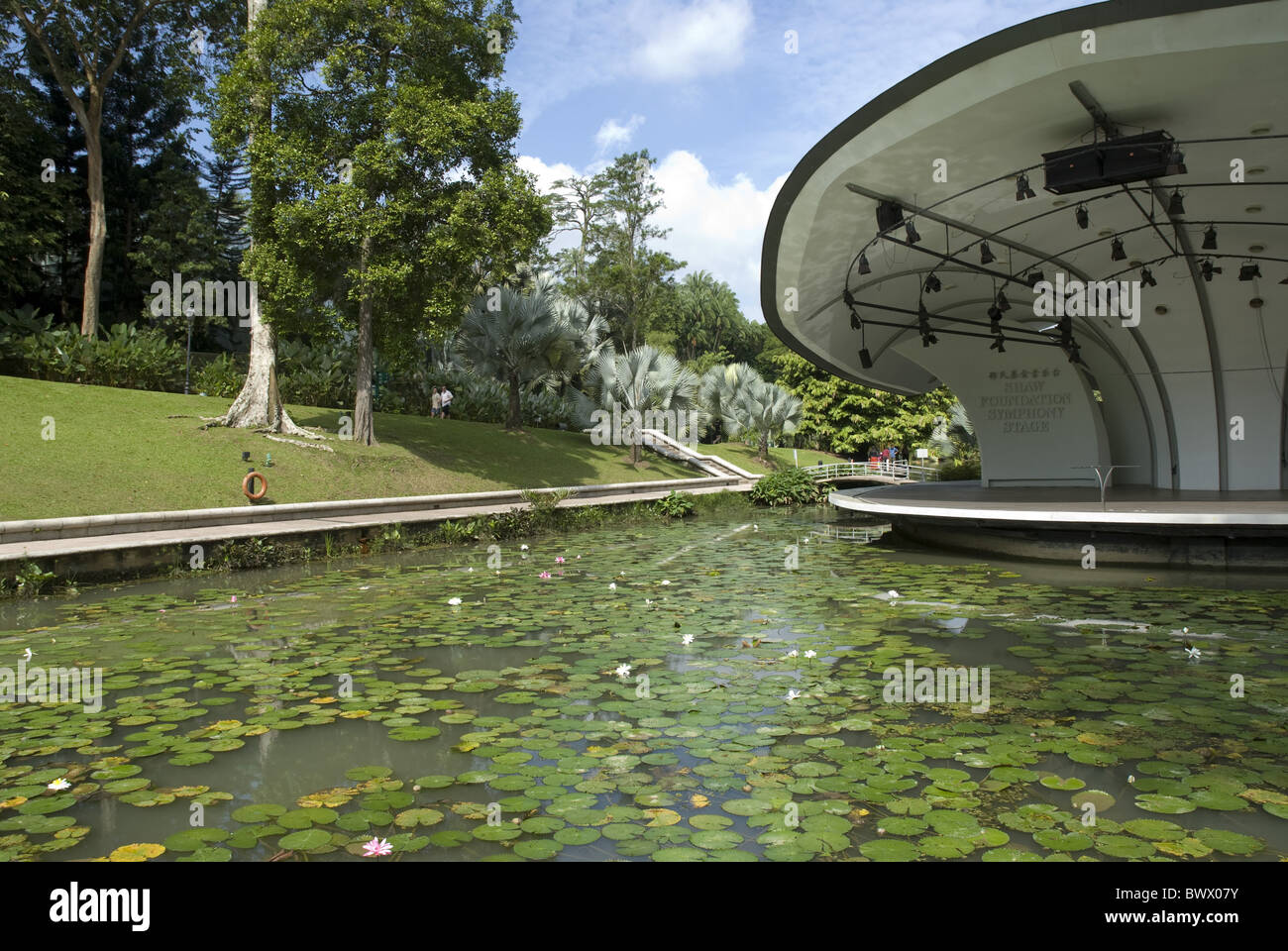 View waterlilies pond stage Shaw Foundation Stock Photo - Alamy