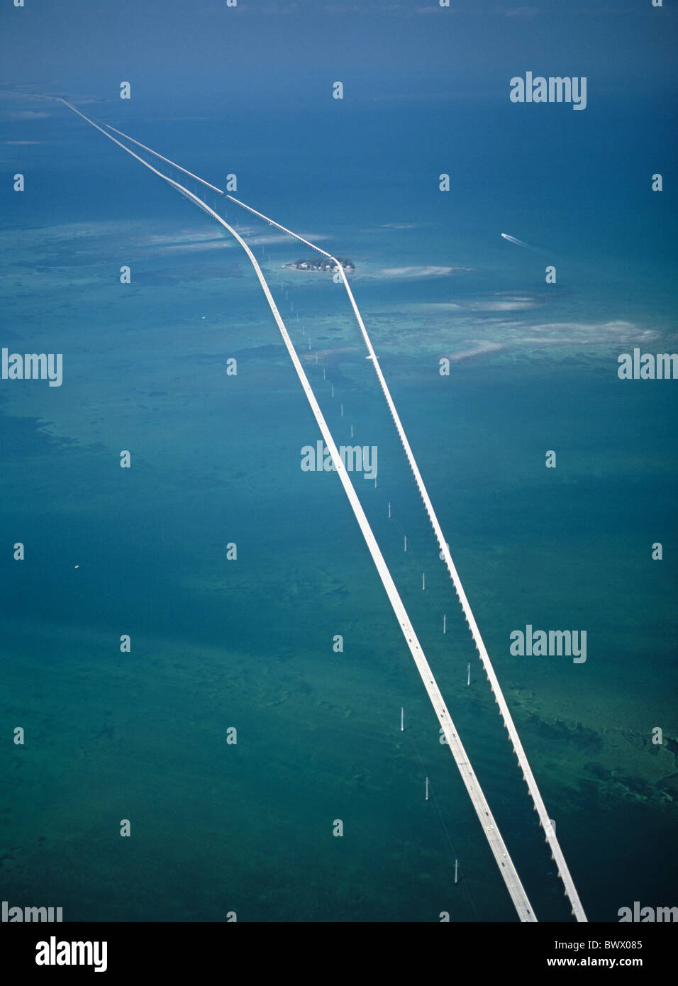 7 Mile bridge Florida Key West coast overview USA America North America ...