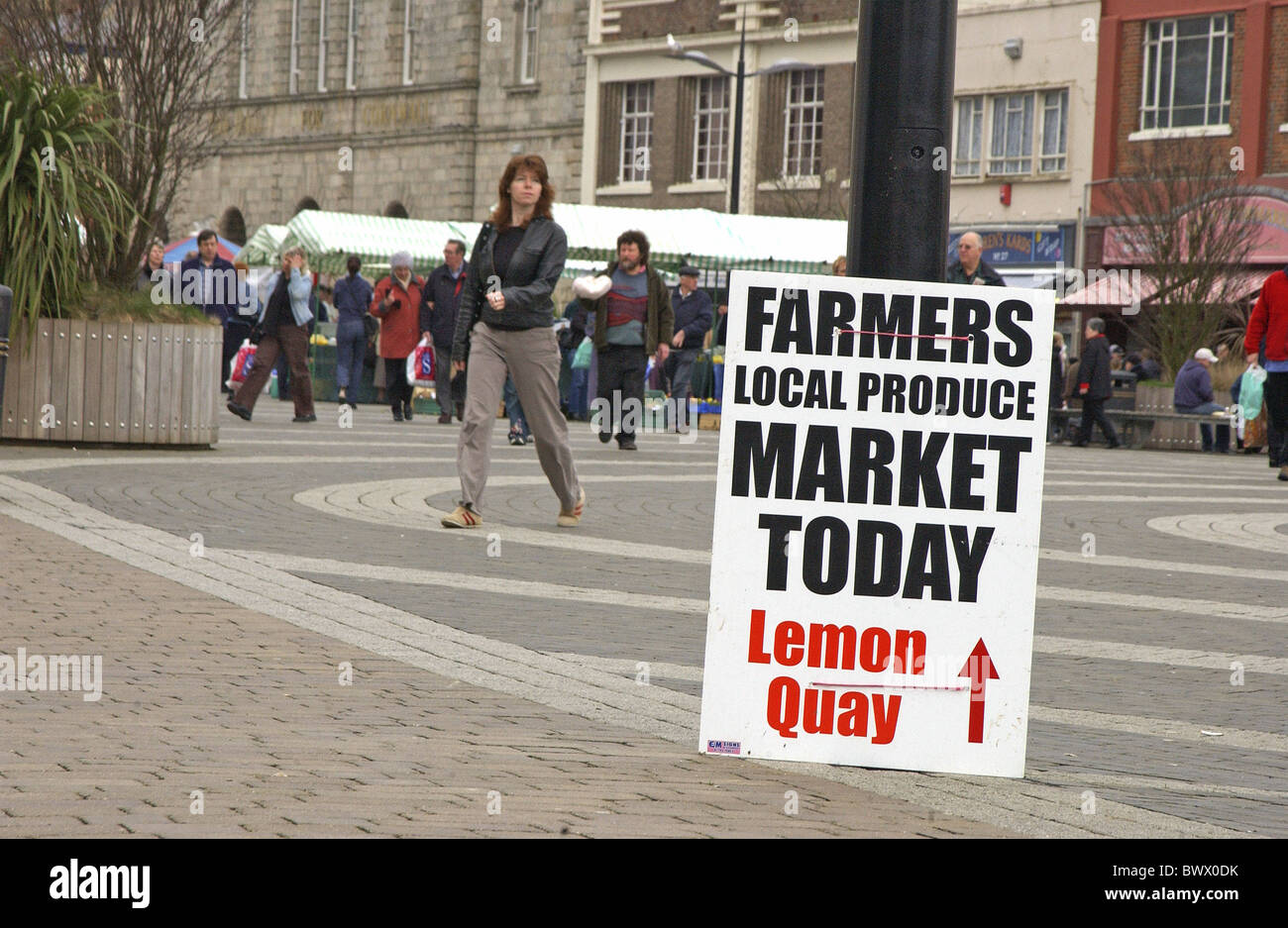 Farmers Local Produce Market Today' sign Truro Stock Photo - Alamy