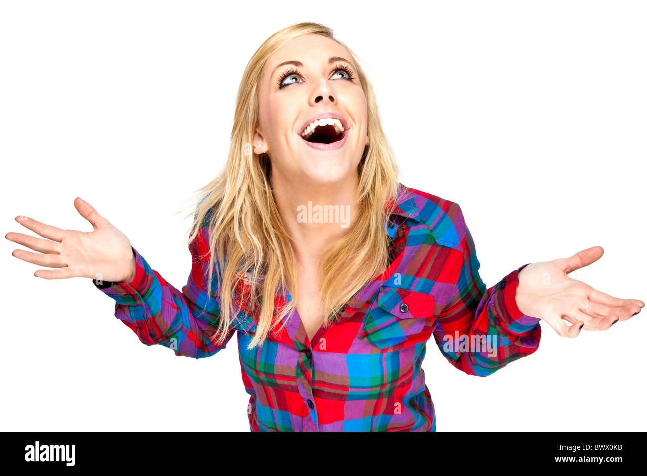 Beautiful Young Woman Celebrating - Happiness Fun and Success Stock ...