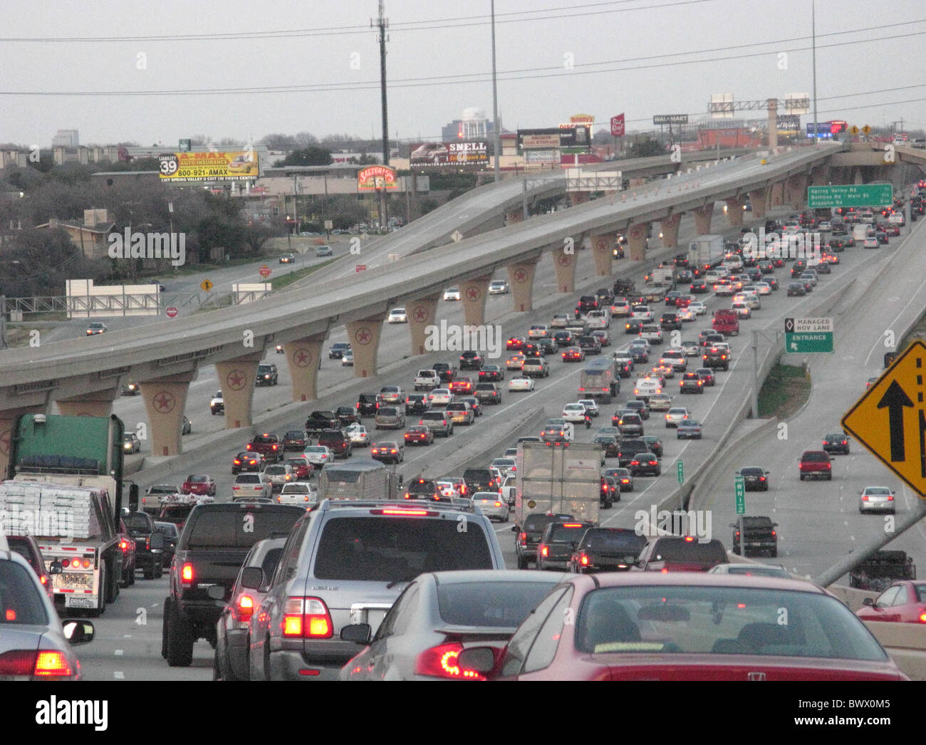 Traffic jam city road cause air pollution Dallas Stock Photo - Alamy