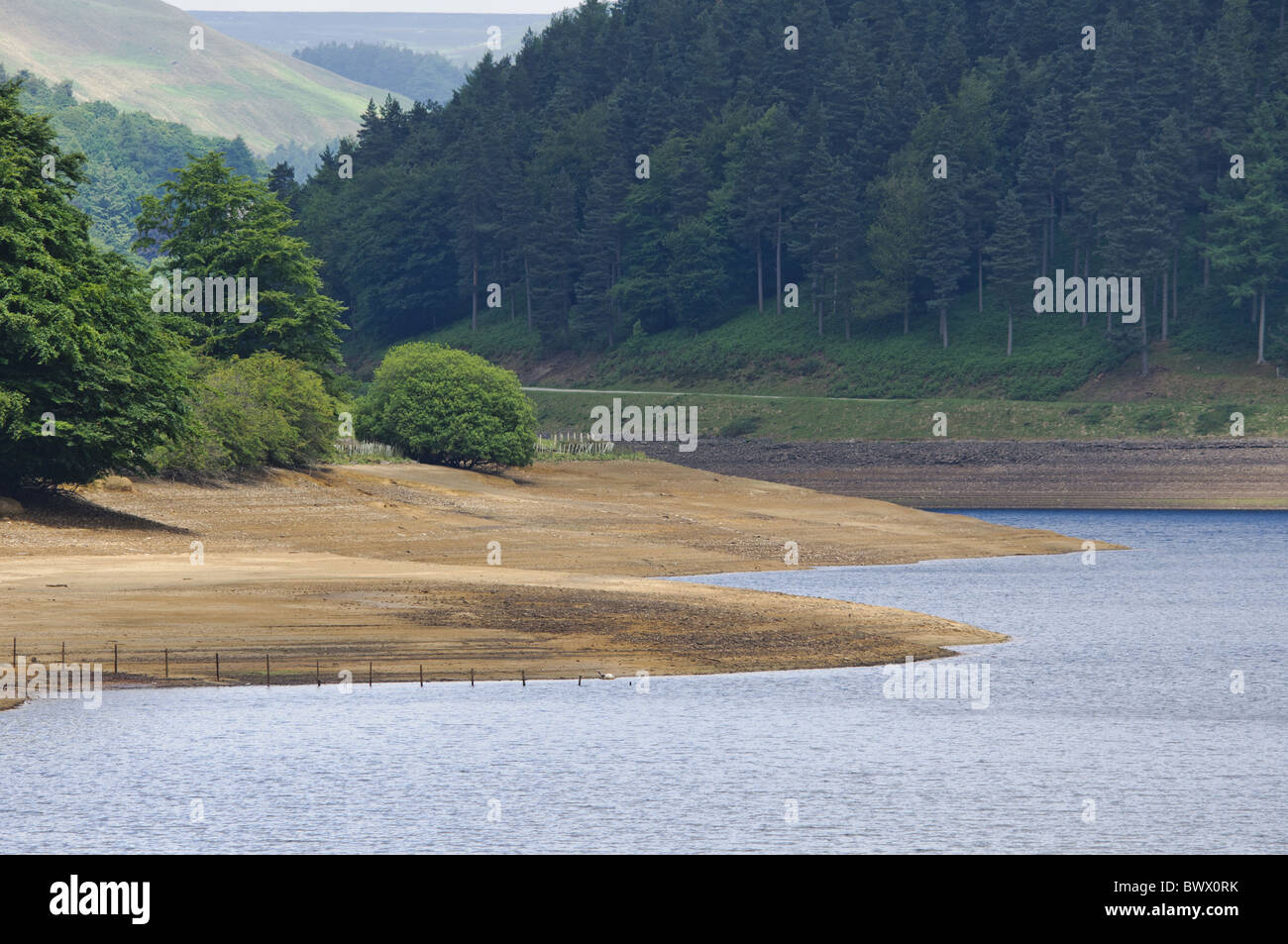 Low water level reservoir Derwent Reservoir River Stock Photo - Alamy