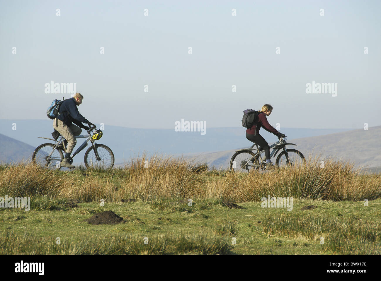 Forest of Bowland mountain biking cyclists Lancashire pastime pastimes ...