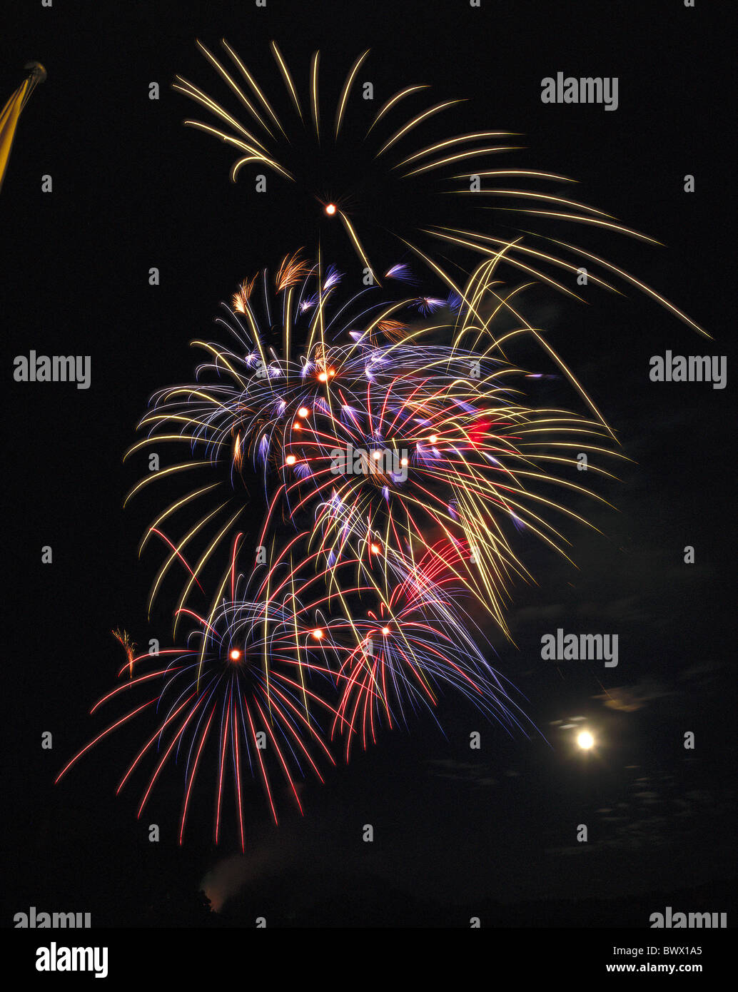 bright colours explosions fireworks light effect night sky Stock Photo ...