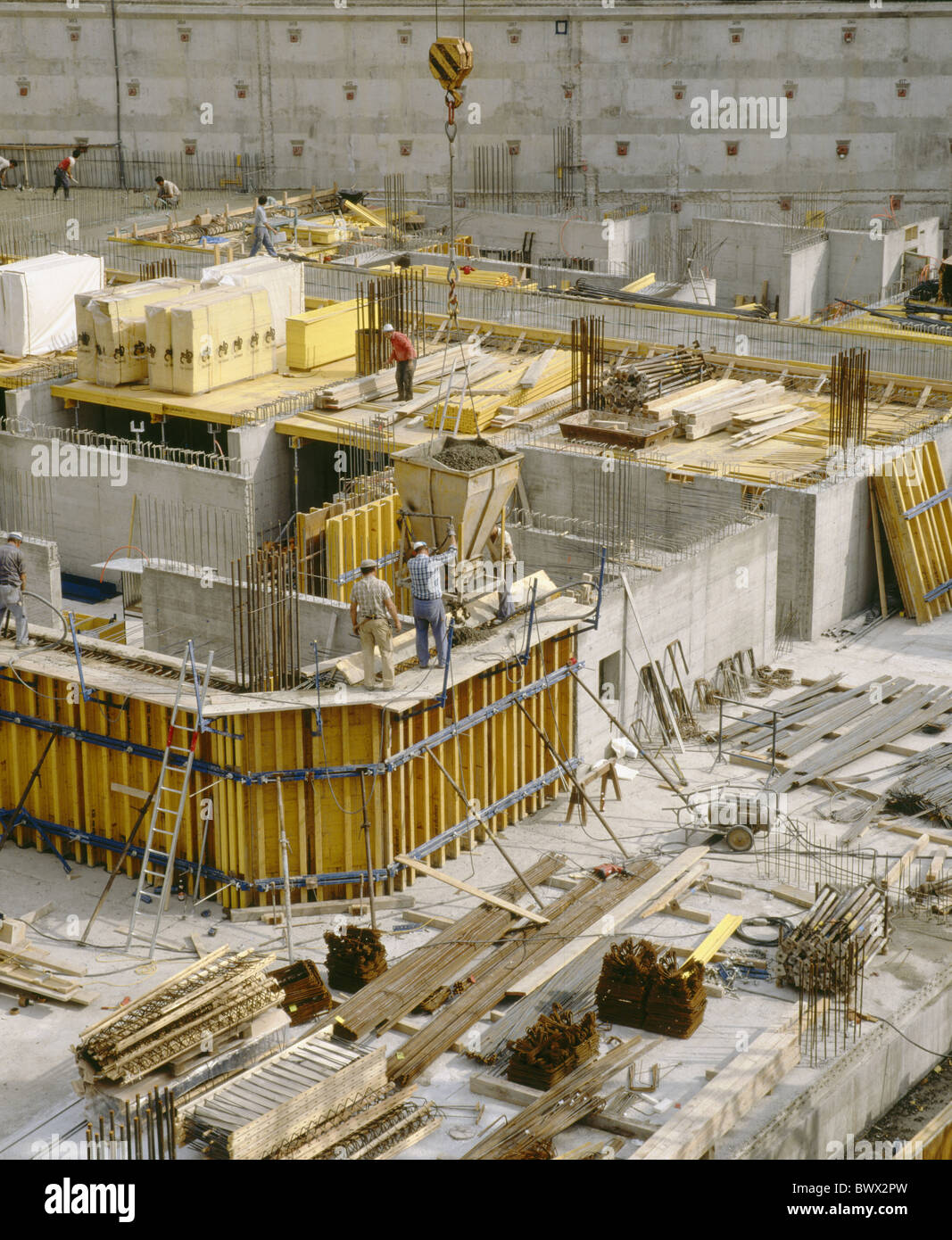 worker construction building site house construction machines summers ...