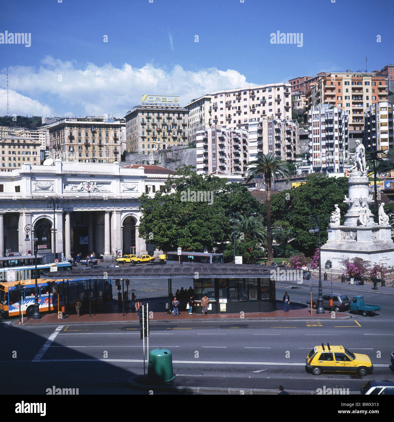 monument entrance Genoa central station Italy Europe Columbus Piazza ...