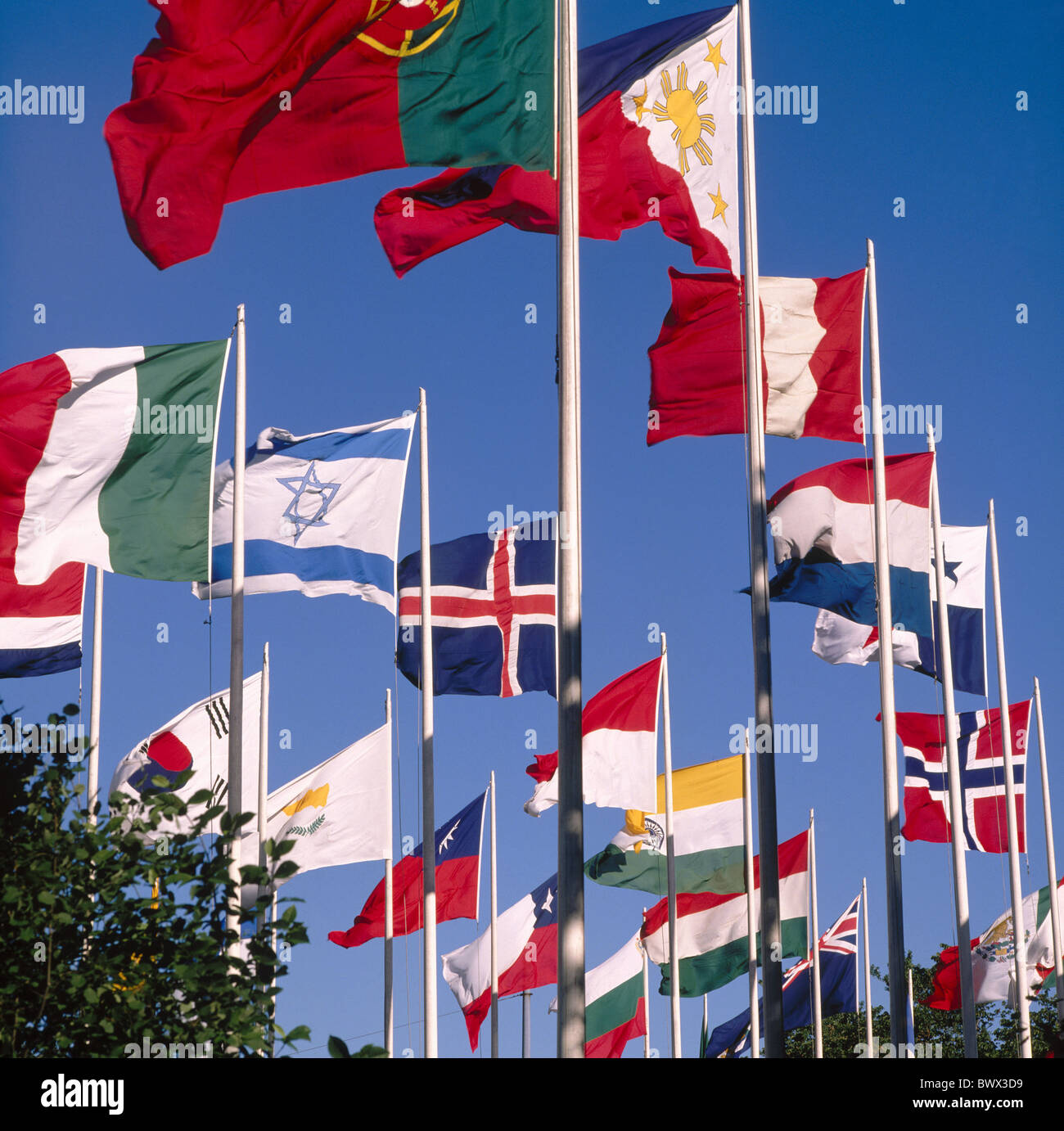 flags banners internationally flags lands countries Stock Photo - Alamy