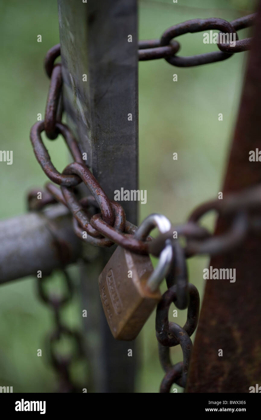 padlocked metal farm gate Stock Photo - Alamy