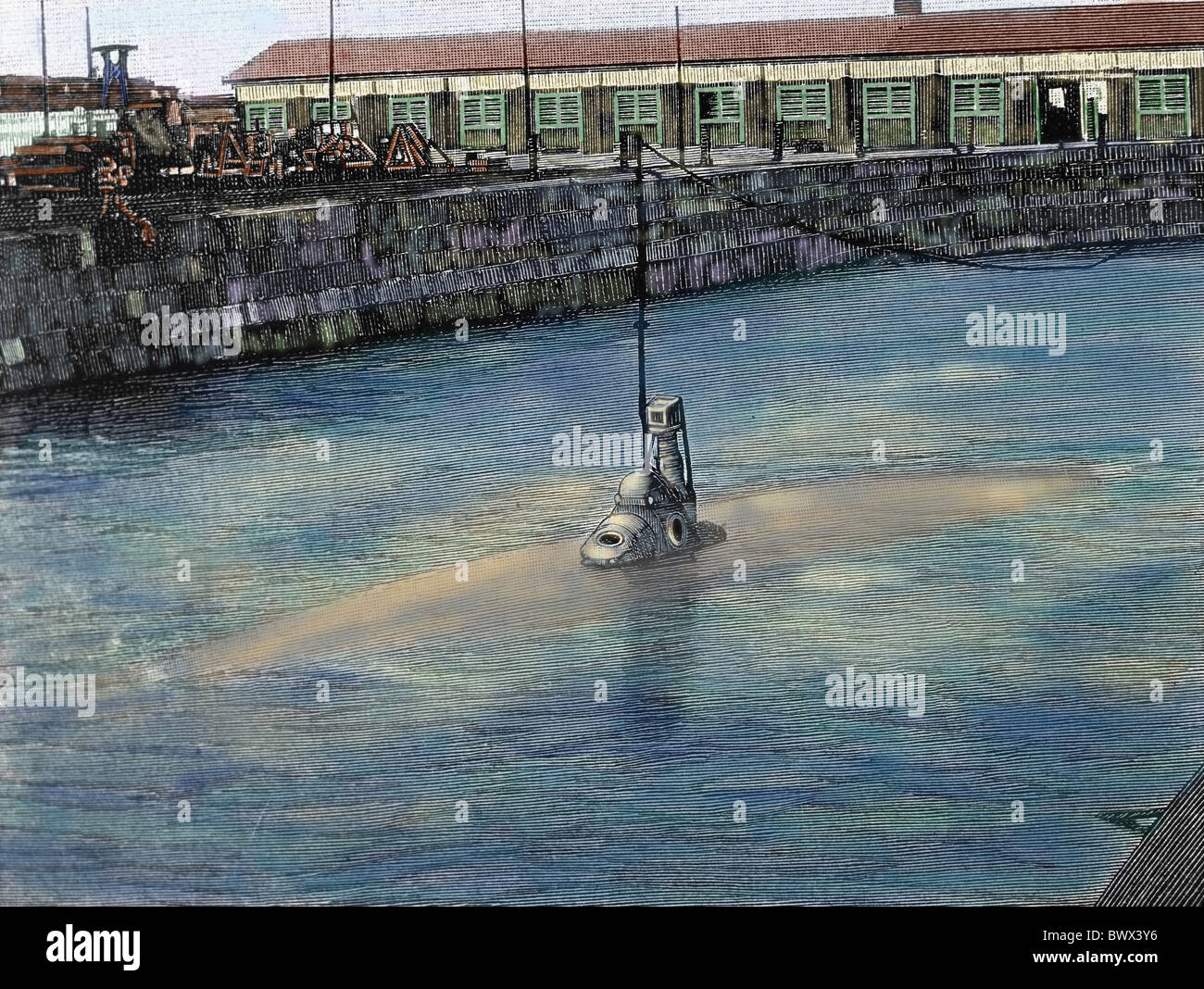 Isaac Peral (1852-1895). Tests verified the Peral submarine in the dock ...