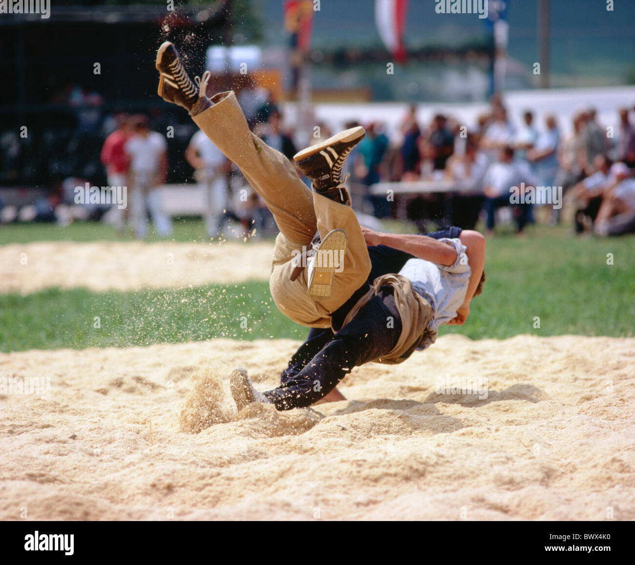 action fight scene Rigi Swiss wrestling swings Switzerland Europe ...