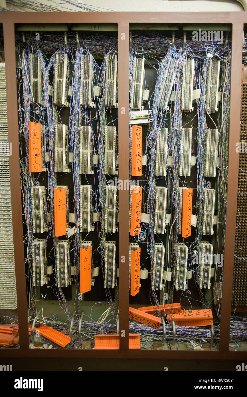 An open telephone closet showing wires and cables in the New York on ...