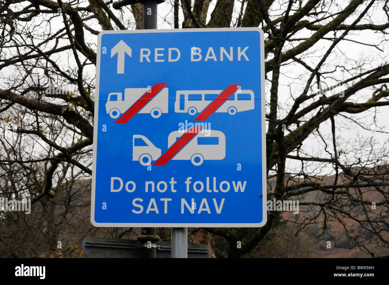Sat nav warning sign signs hi-res stock photography and images - Alamy