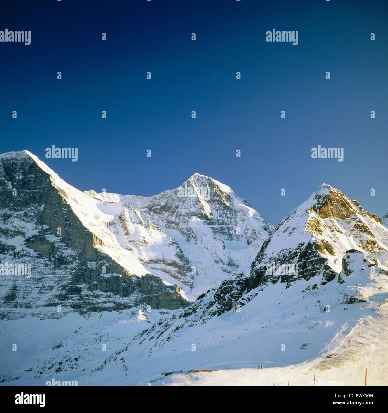 mountains Eiger mountain scenery monk Monch Switzerland Europe from ...