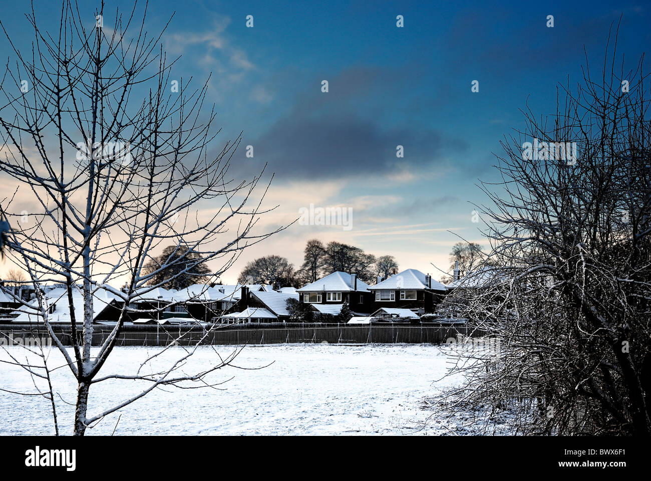 winter scene housing estate Nottingham england uk Stock Photo - Alamy