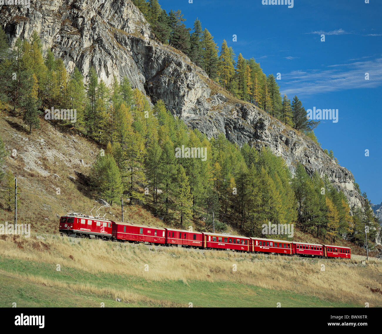 railway Switzerland Europe Graubunden Grisons Glacier express train ...