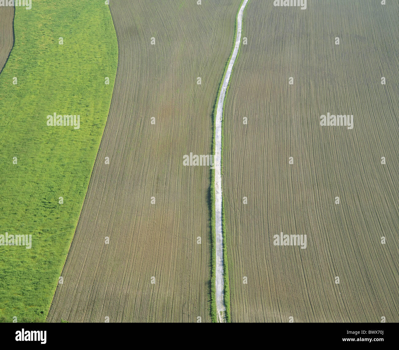 field broke fields country lane aerial photo narrowly grow agriculture ...