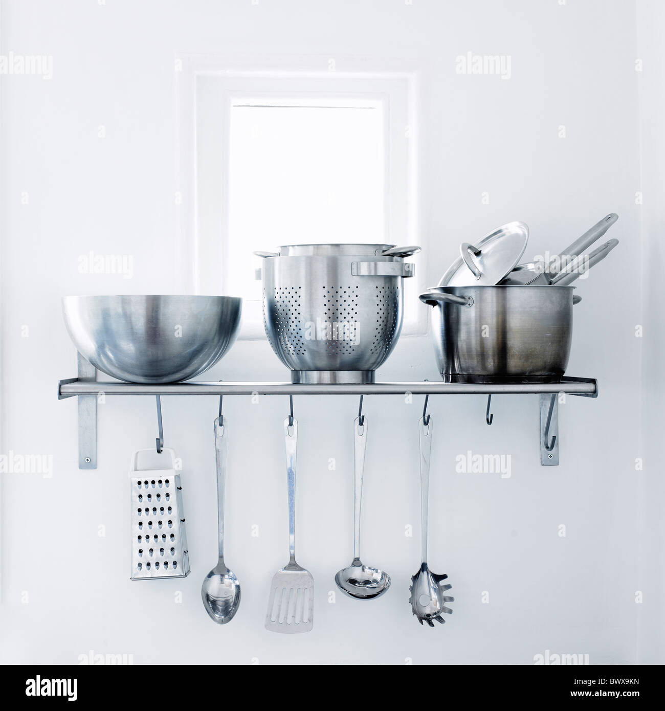 Chrome Kitchen Utensils Stock Photo - Alamy