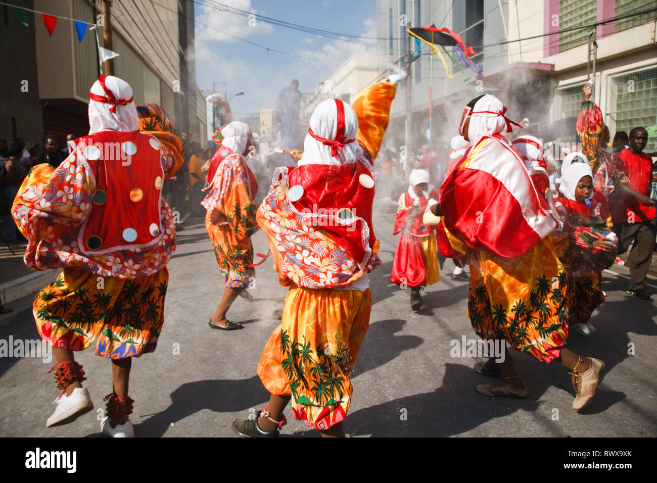 Trinidad Junior Traditional Mas parade Spice Island Pierrots throwing ...