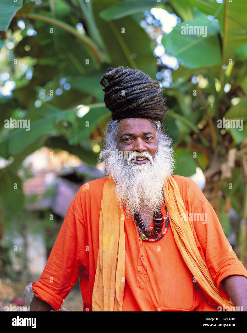 India Asia portrait man Kirganga Baba wise man beard whiskers white ...