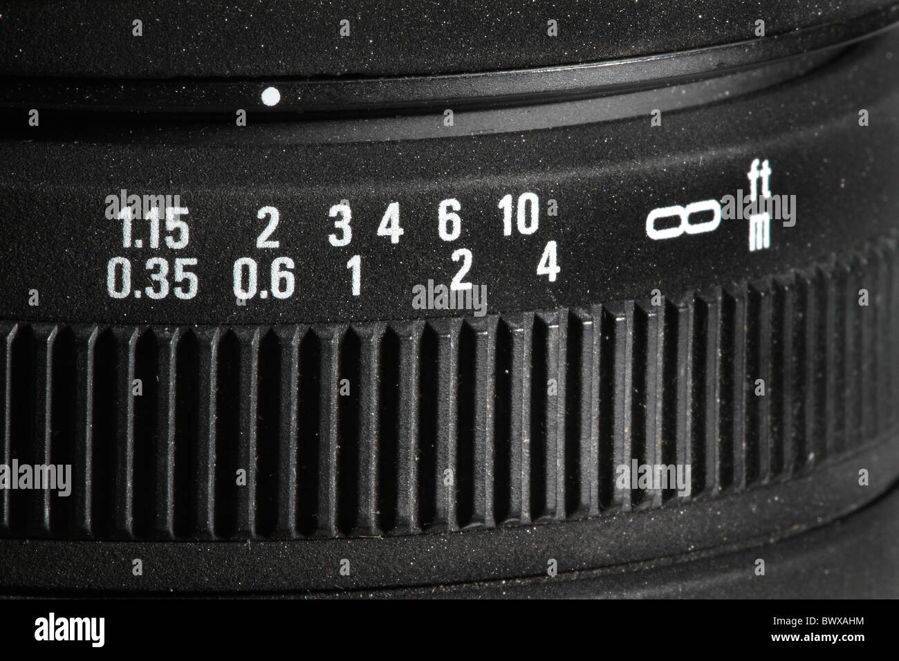 Distance scale on camera lens Stock Photo - Alamy