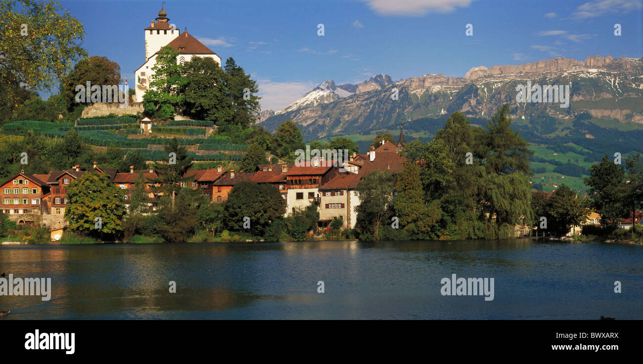 castle Werdenberg Switzerland Europe canton St. Gallen lake sea pond ...
