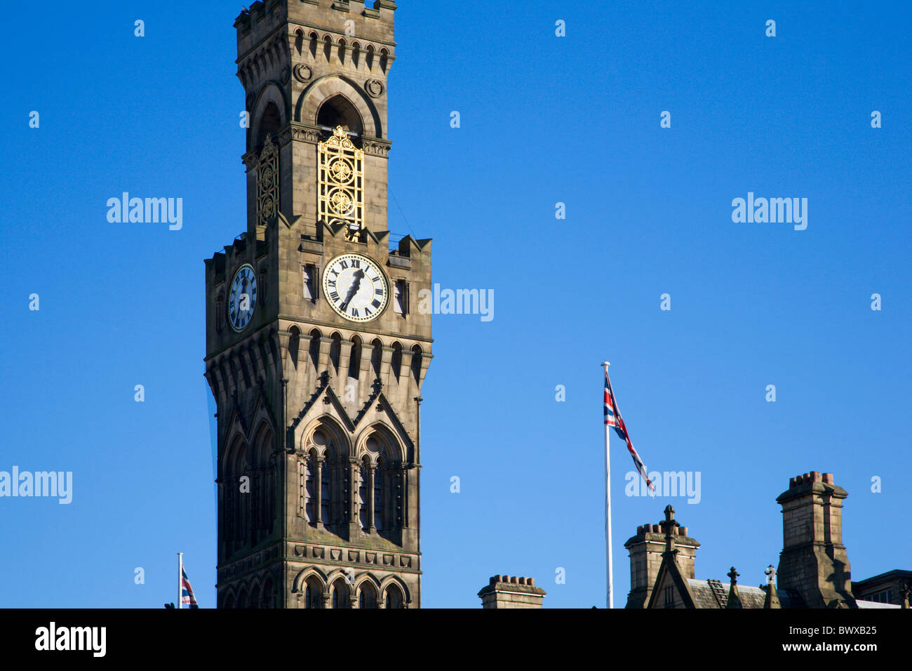 City Hall Clock Tower Bradford West Yorkshire England Stock Photo - Alamy