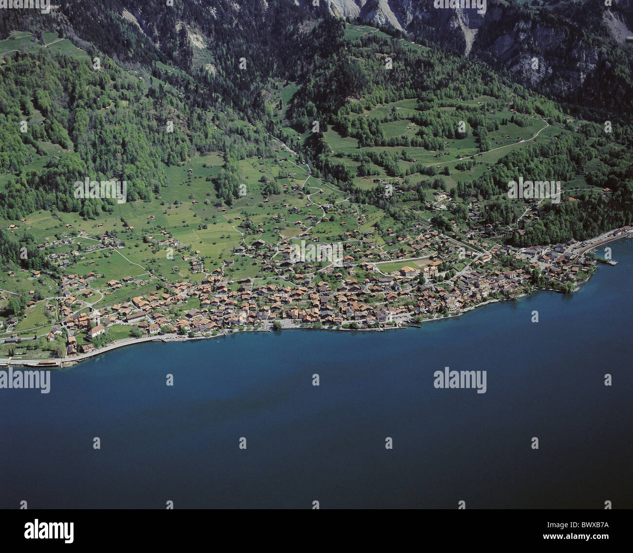 Switzerland Europe Bern Brienz aerial photo overview Brienzersee lake ...