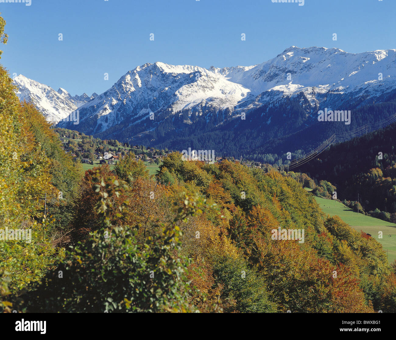Switzerland Europe Graubunden Grisons cloister partial overview ...