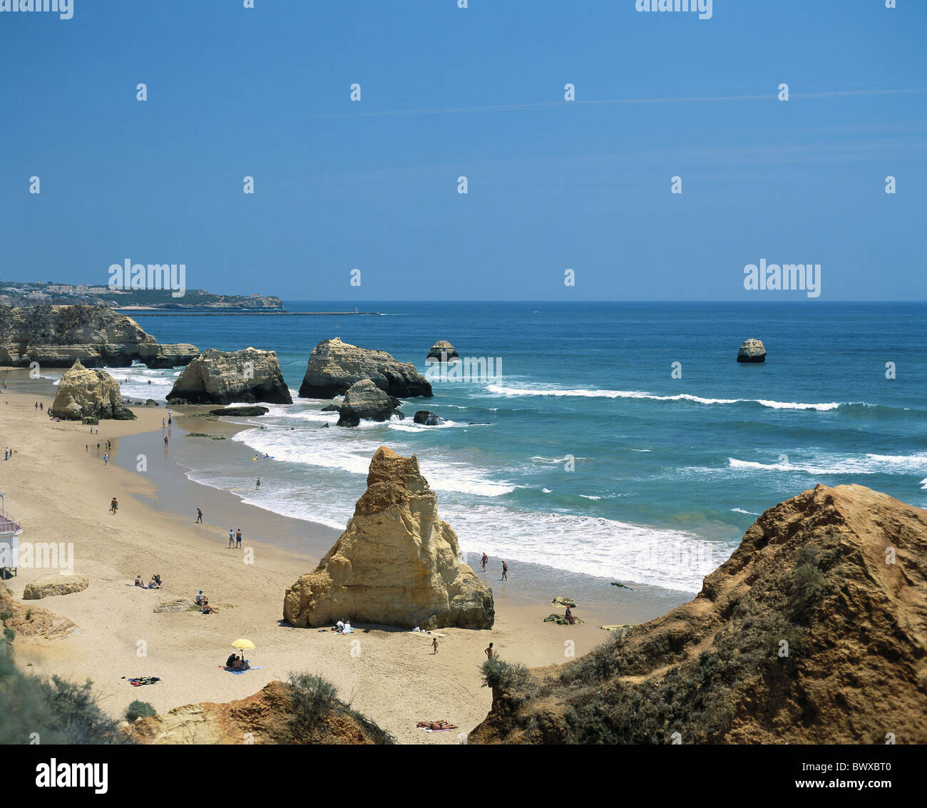 Algarve bathing cliff formations Portugal Praia there Rocha beach ...