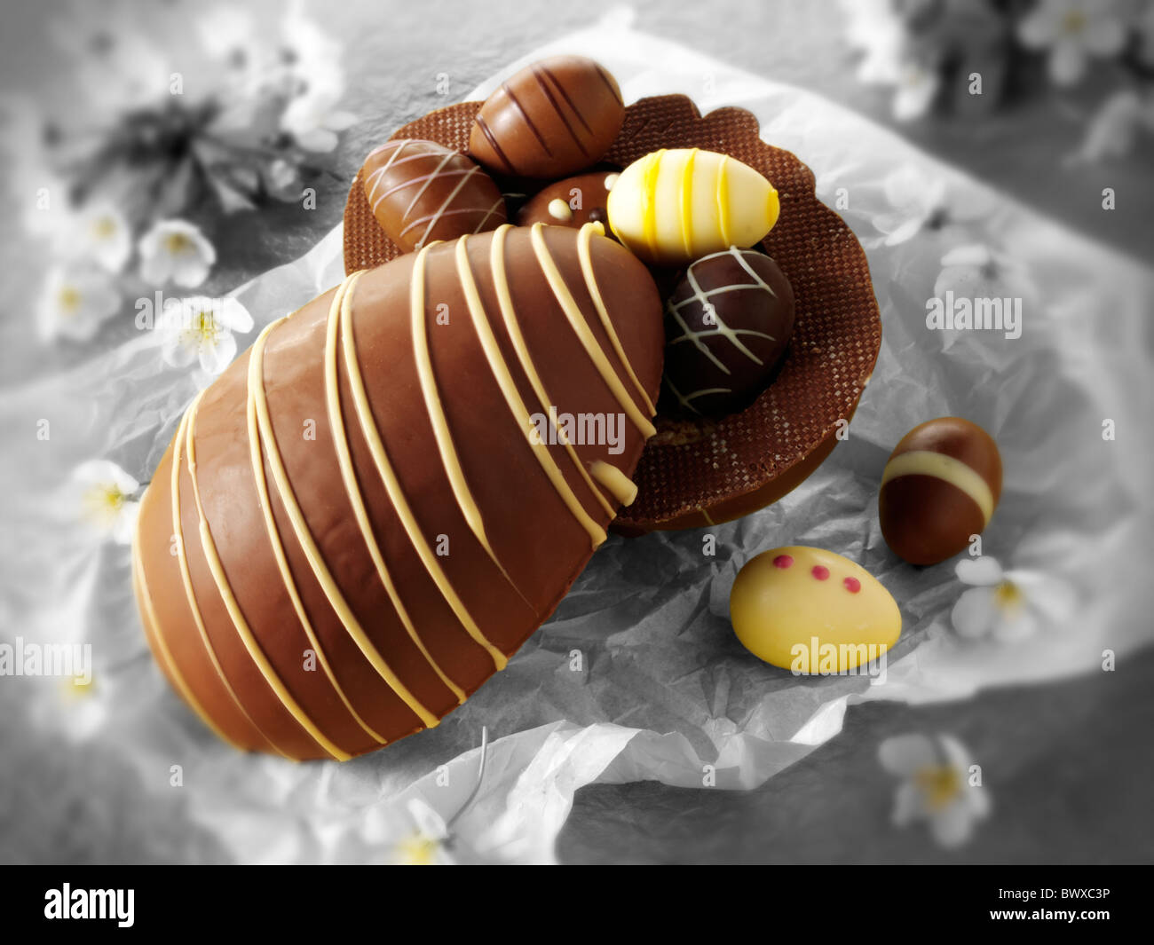 Traditional hand made decorated chocolate Easter eggs Stock Photo - Alamy