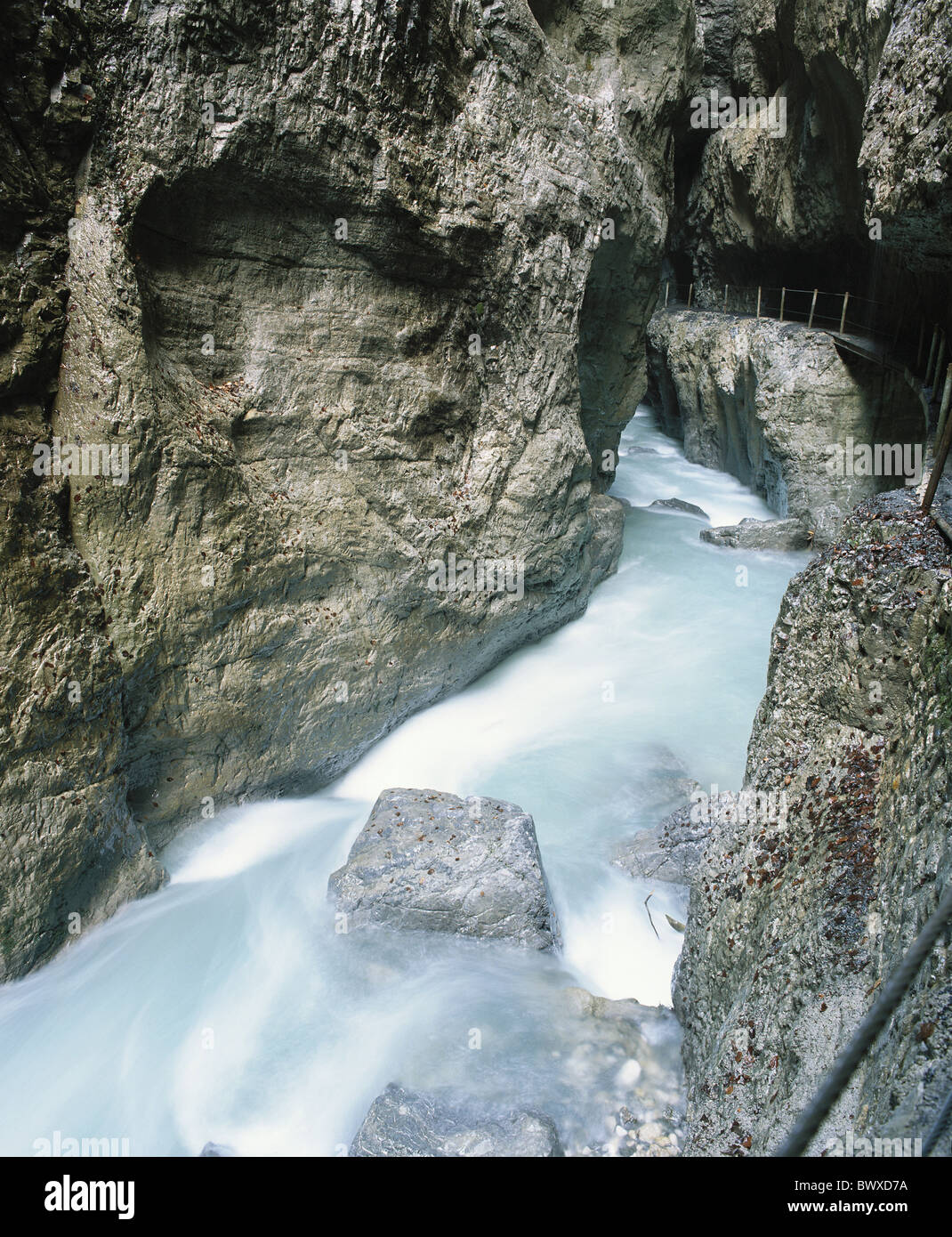 Garmisch railing scenery Upper Bavaria gulch narrow passage ...