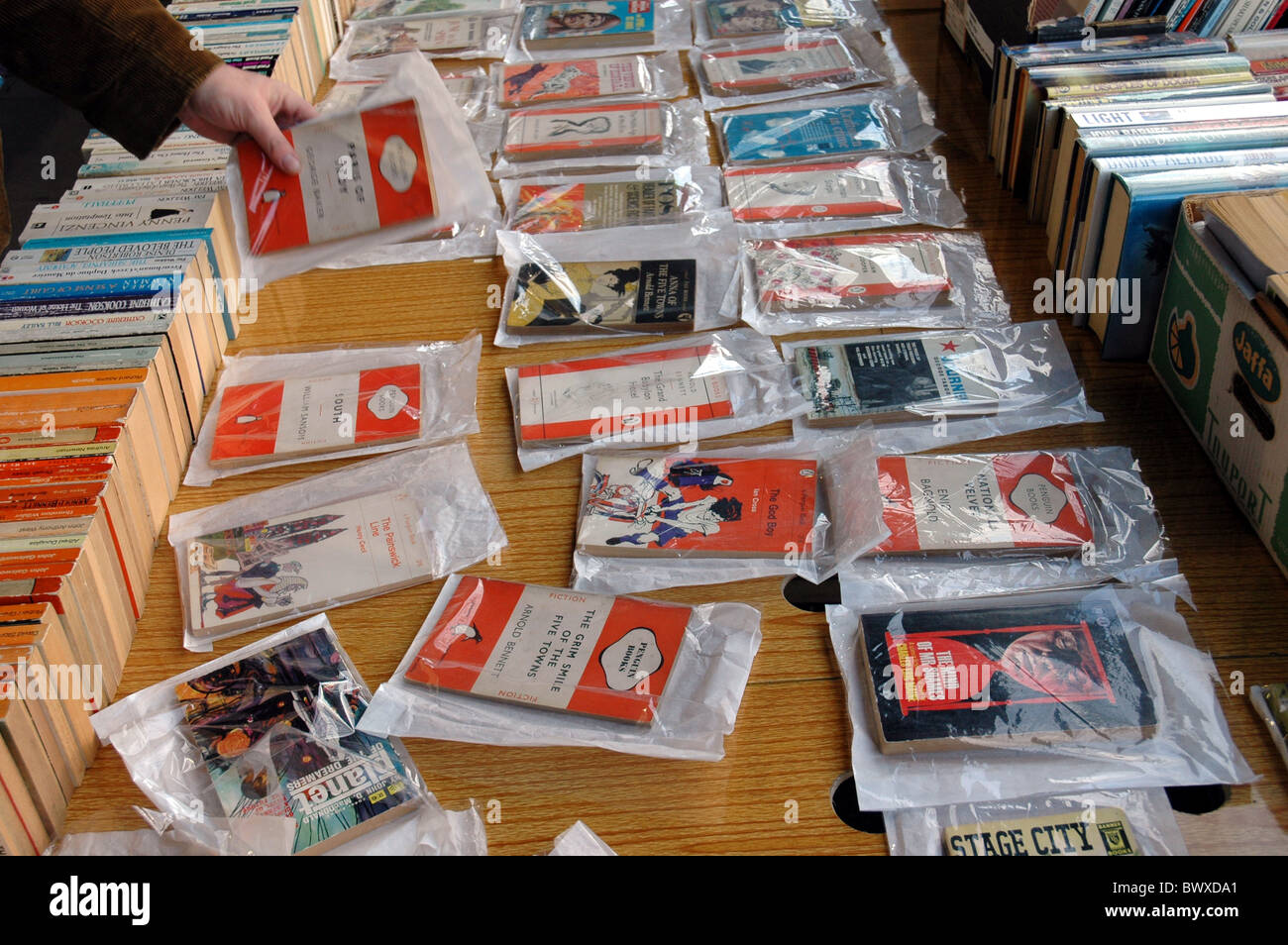 Rows of secondhand books for sale at outdoor market. - Copyright owned ...