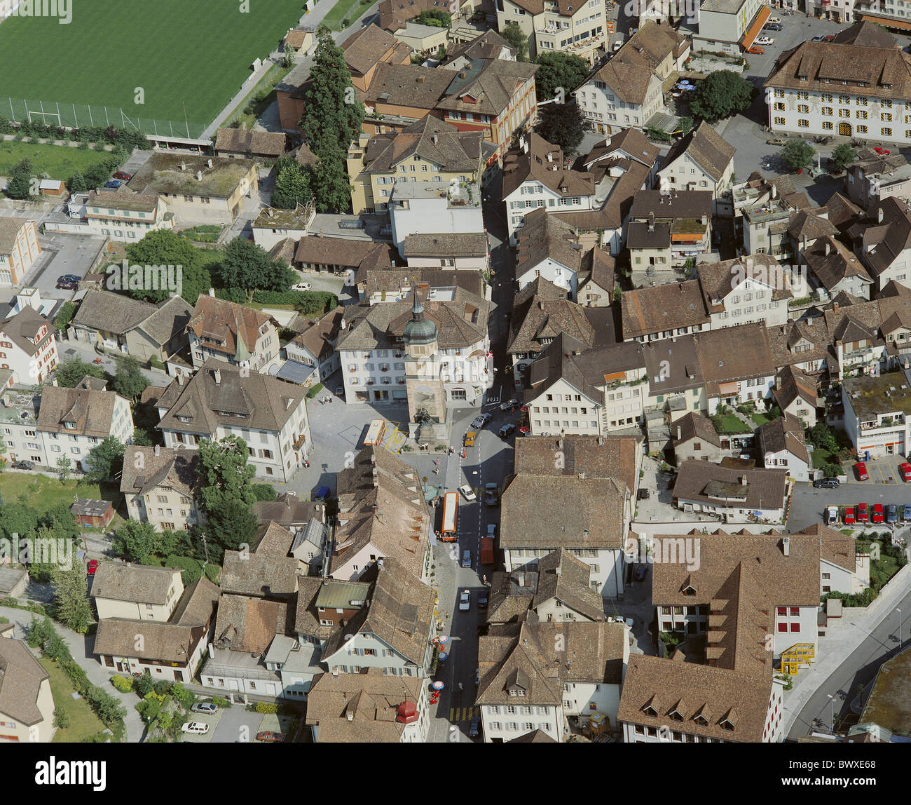 Switzerland Europe Uri Altdorf aerial photo place memorial of Tell ...