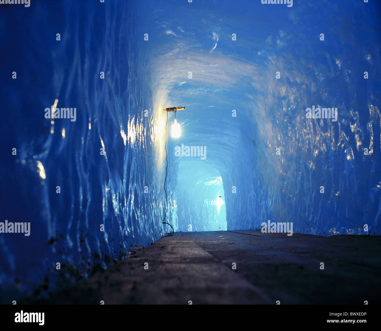 blue gleam ice grotto grotto cave ice way walk inside lantern Rhone ...
