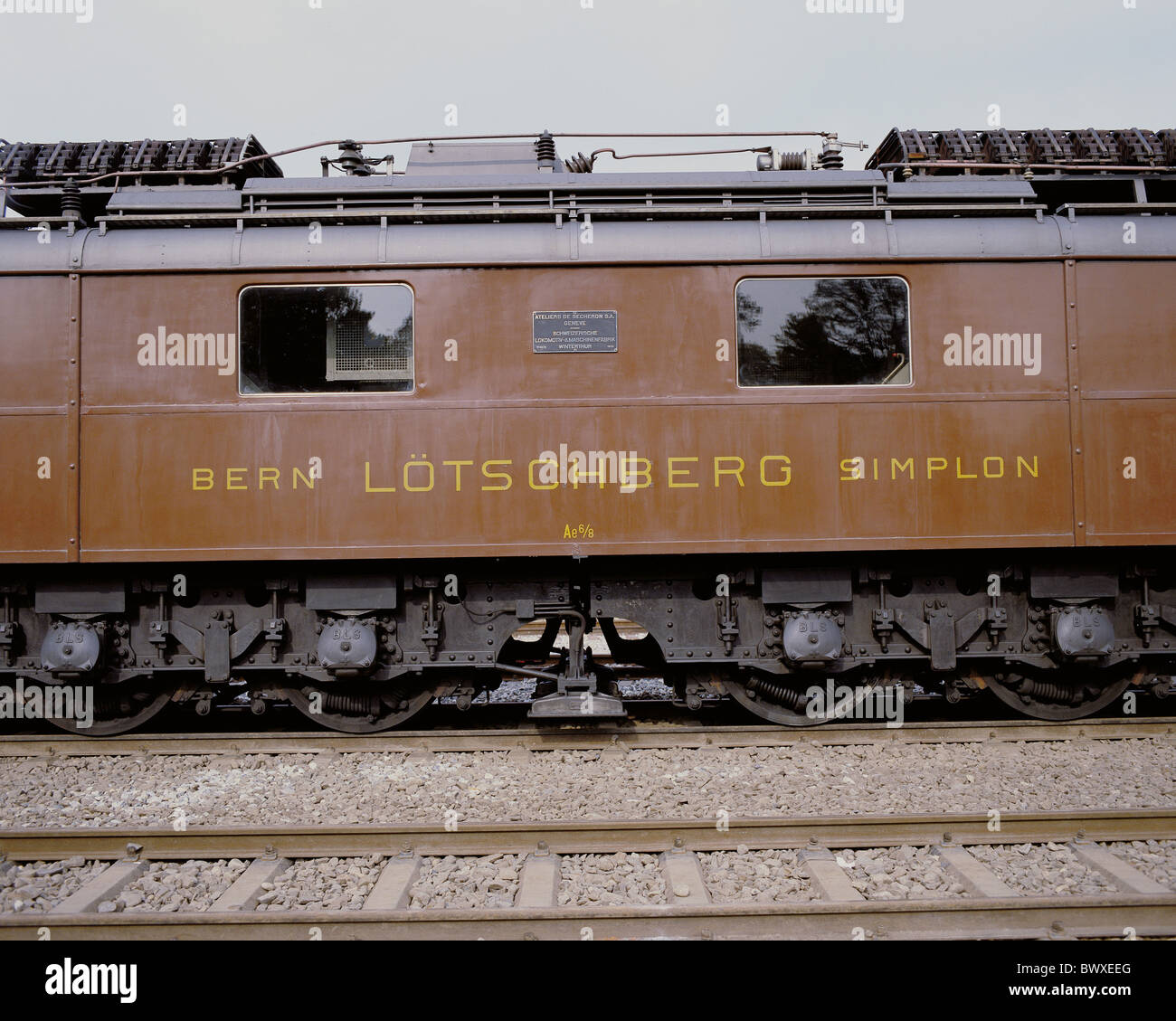 Lotschberg railway car label inscription cutting part cargo transport ...