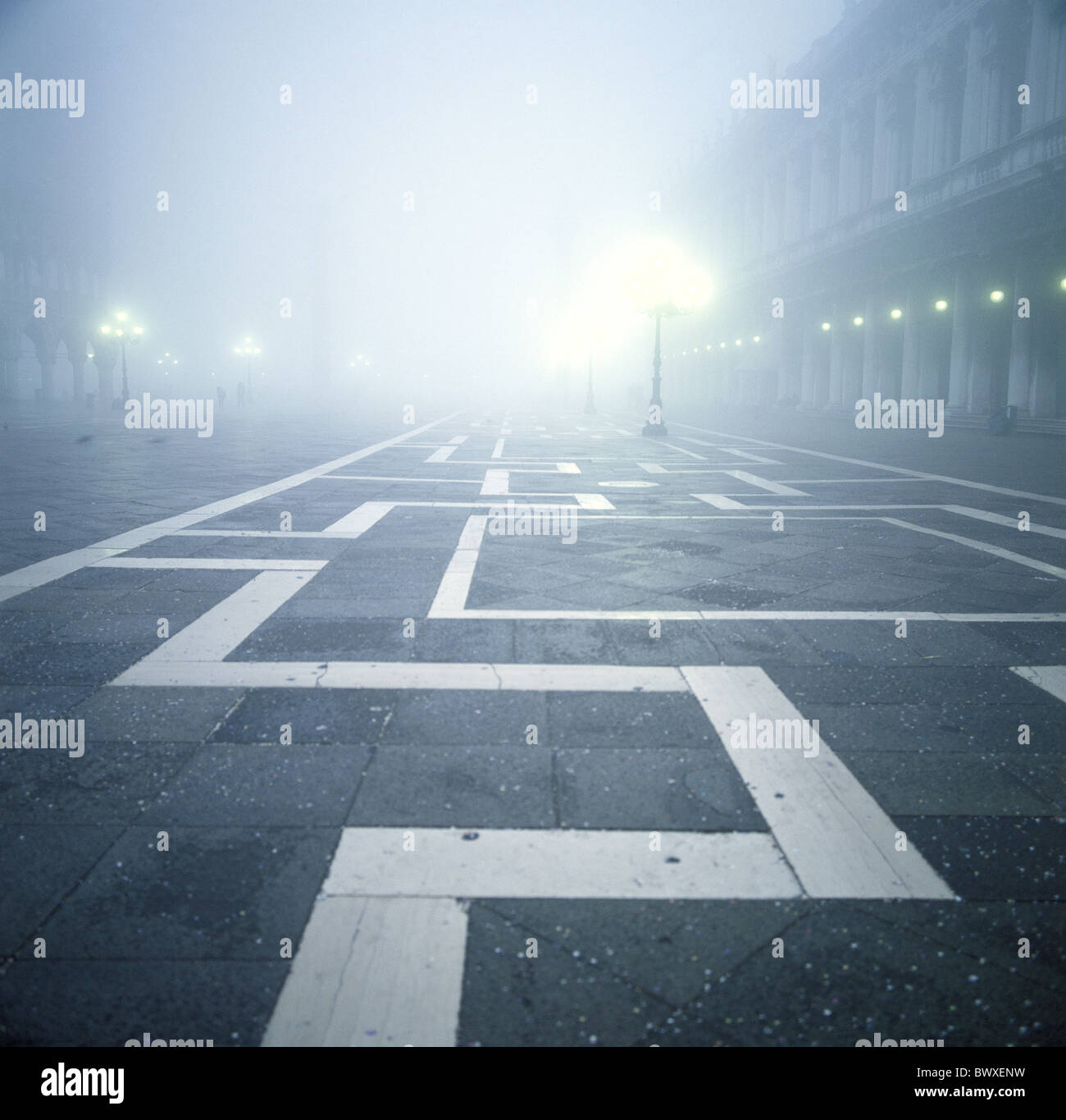 ground mosaic Italy Europe lanterns Marcus place fog Venice veils ...