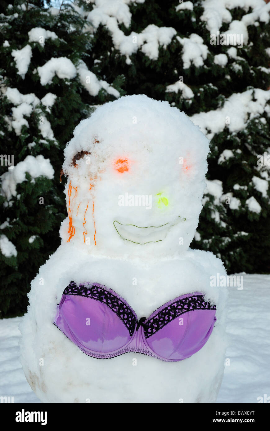 A "snow lady". Lincolnshire, England Stock Photo - Alamy
