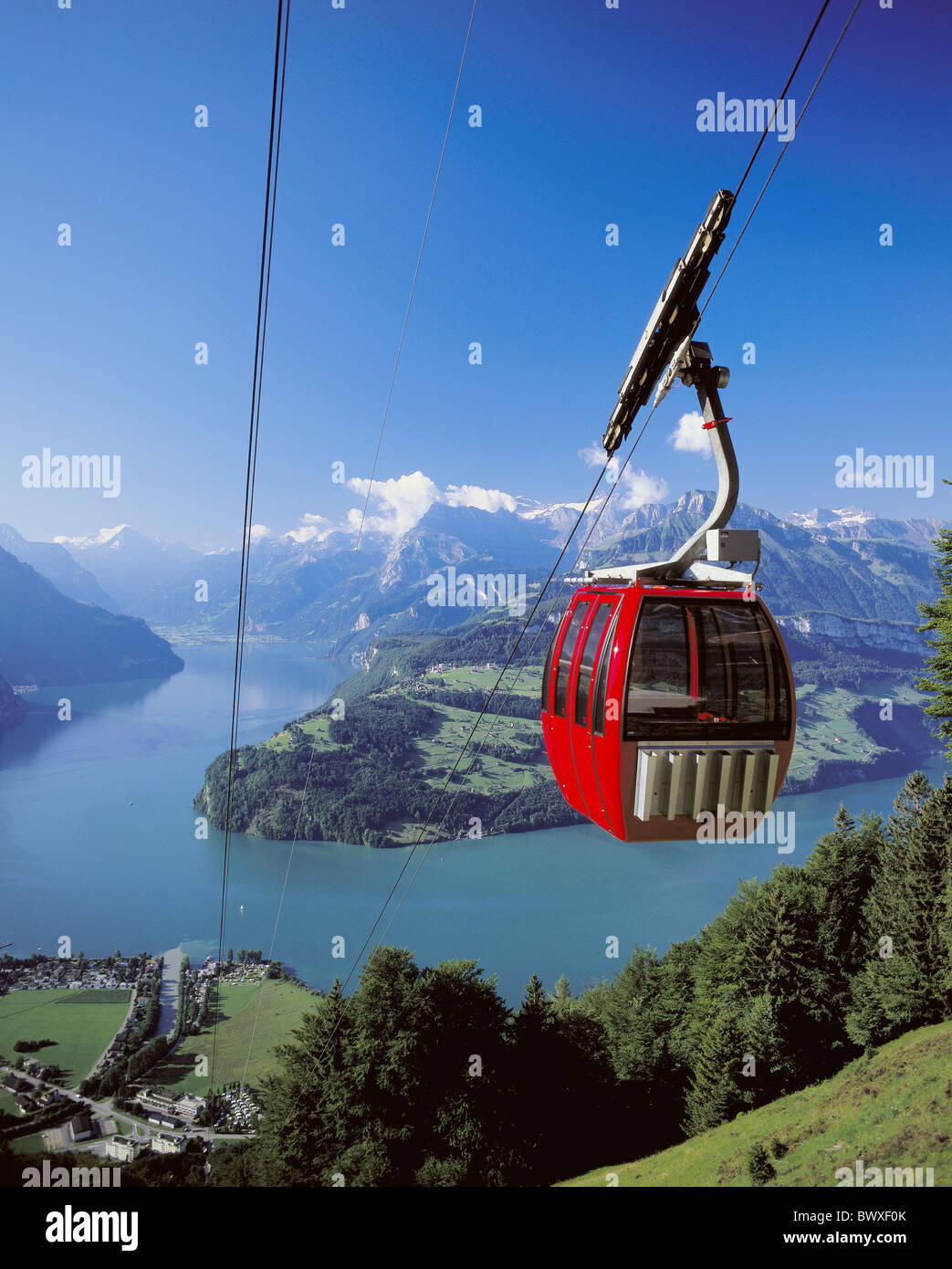 railway aerial cableway ropeway cable railway gondola Brunnen ...