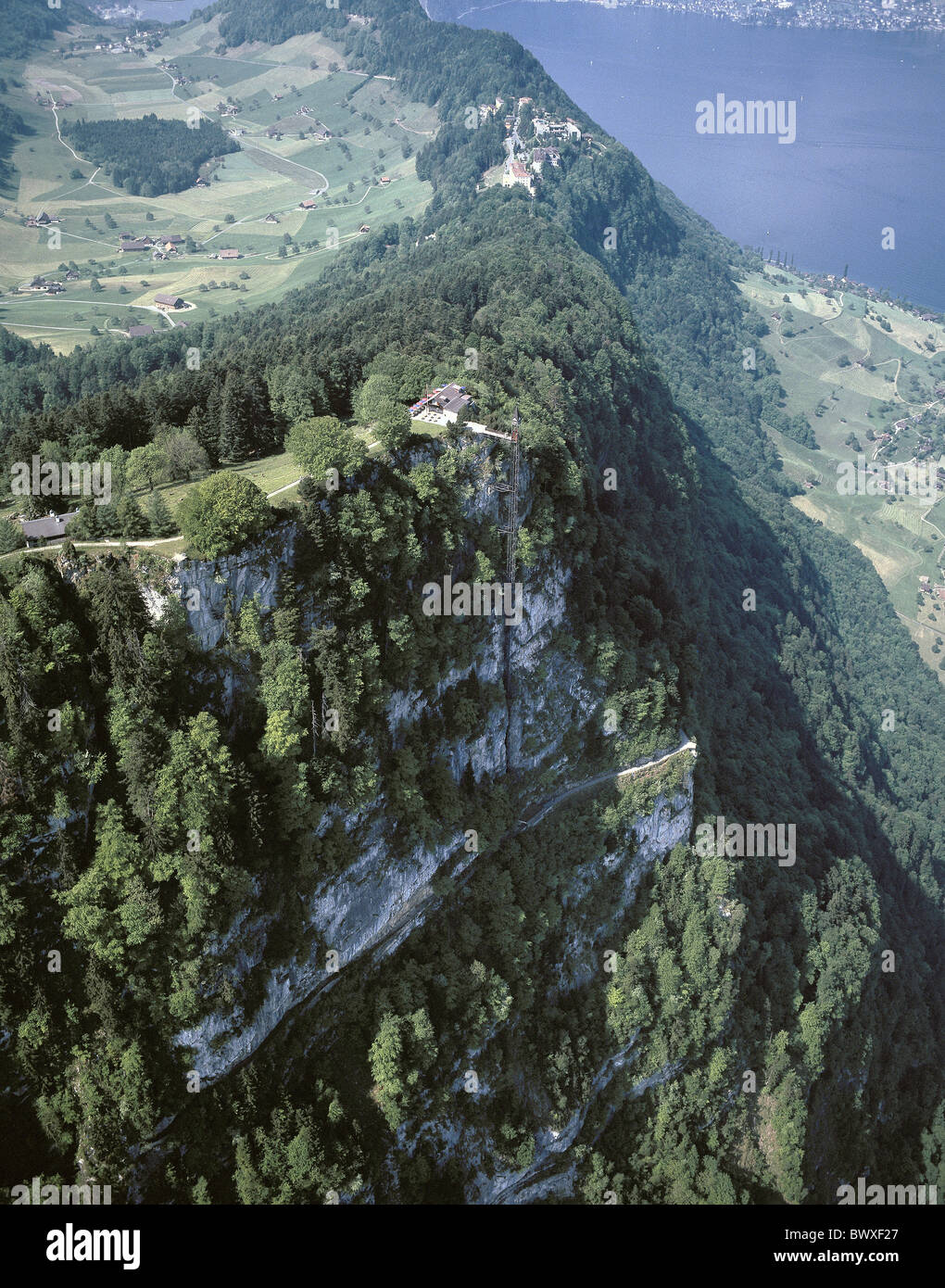 Switzerland Europe Lucerne Burgenstock height rock cliff slope elevator ...
